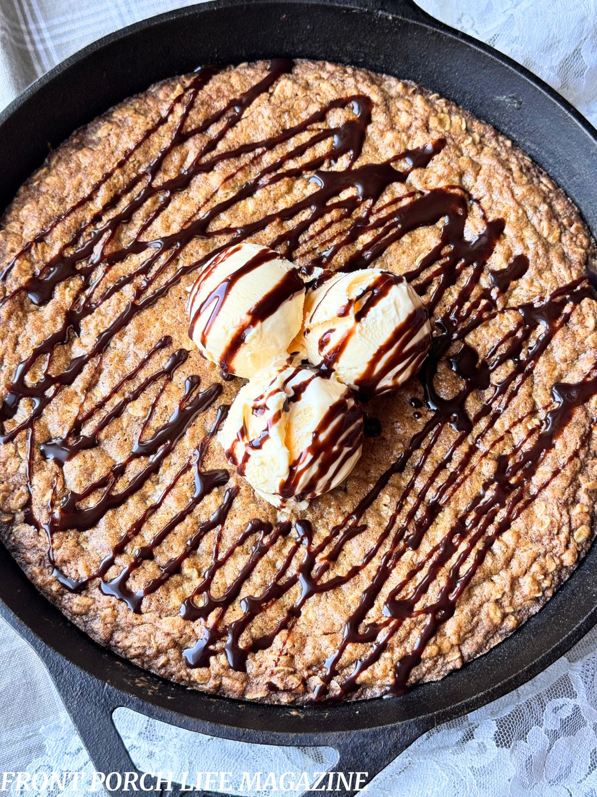 Iron Skillet Oatmeal Cookie - frontporchlifemagazine.com